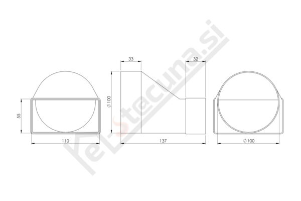 EUROPLAST KSD PVC adapter kratki kvadraten/okrogli - E-stacuna